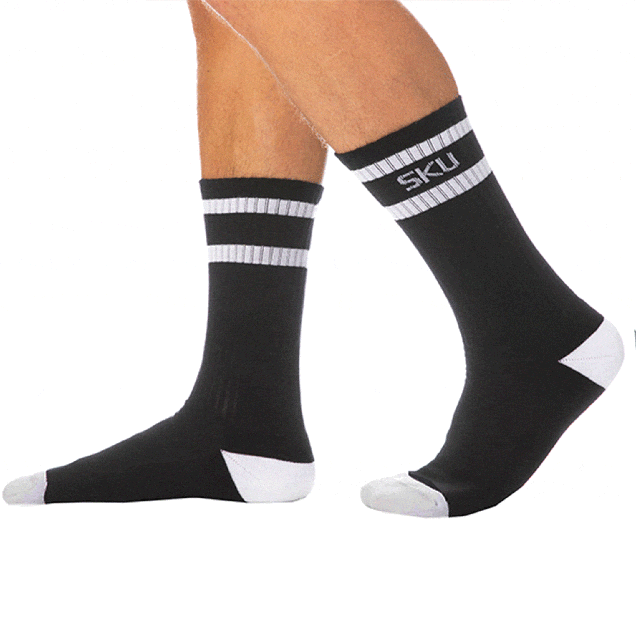 TOF Paris Sport Crew Socks - Black - White | INDERWEAR